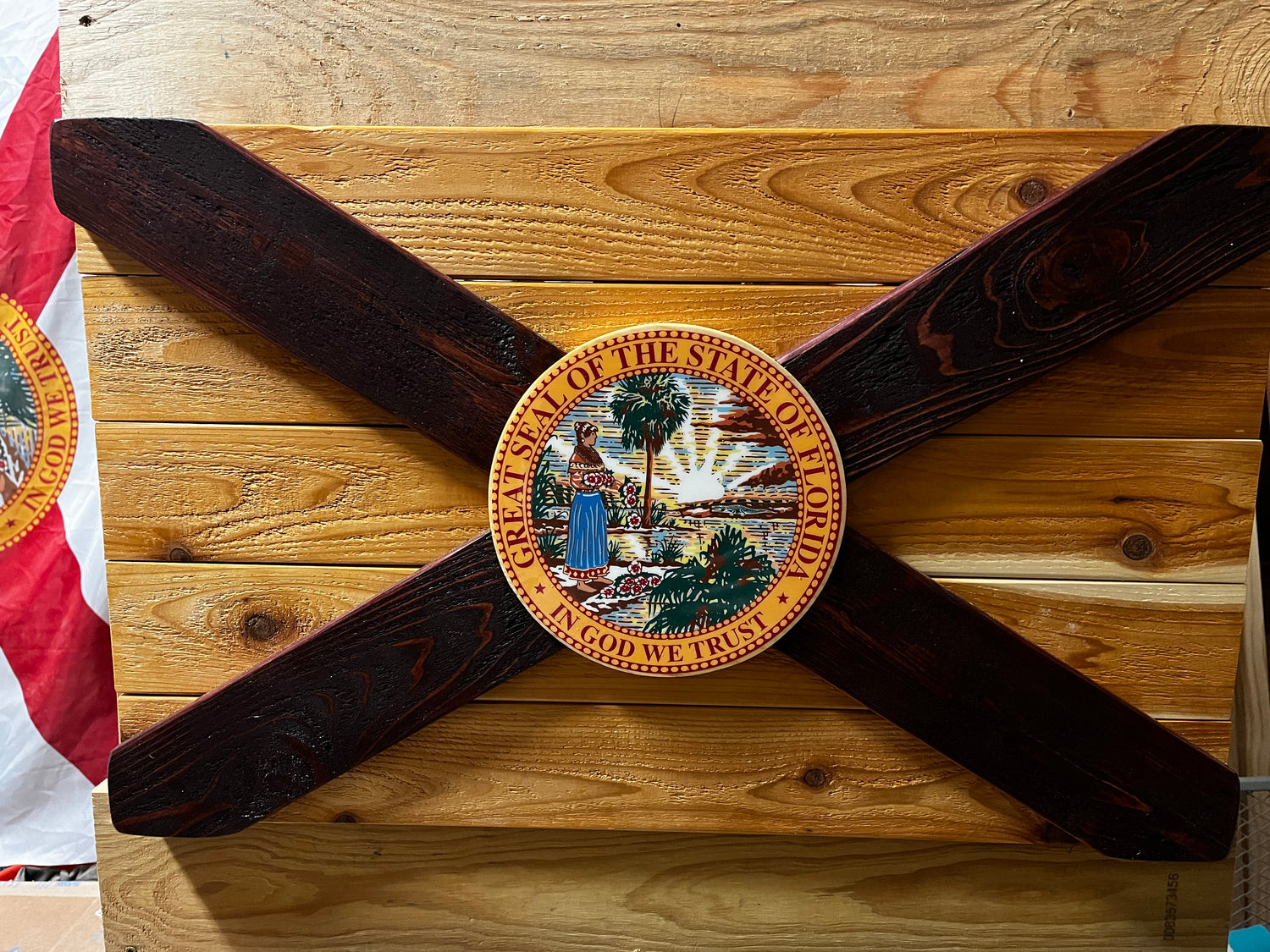 Cedar Hammock Solid Wood Florida Flag