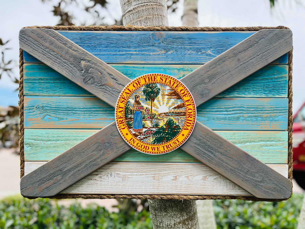Salty Beach Solid Wood Florida Flag – FLOrigins